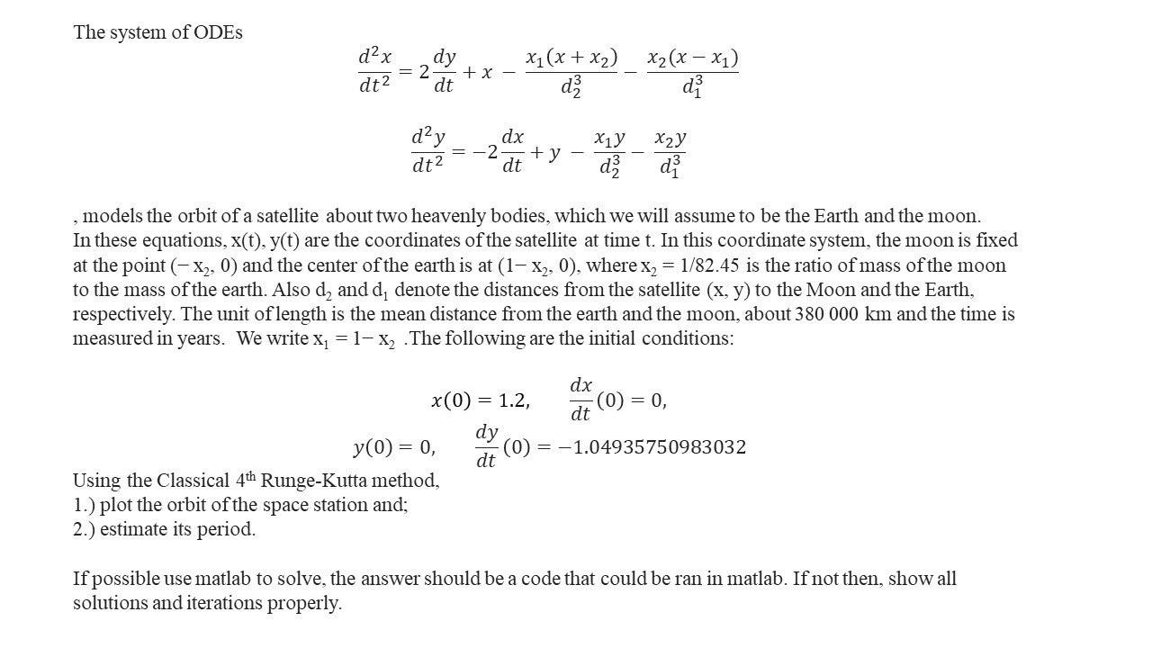 Solved The system of ODEs | Chegg.com