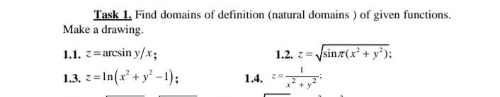 Solved Task 1. Find domains of definition (natural domains ) | Chegg.com