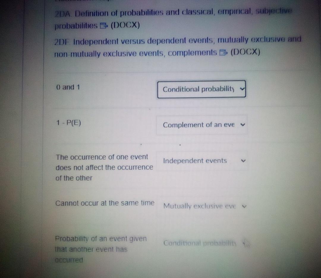 Solved 2DA. ﻿Definition of probabilities and classical, | Chegg.com