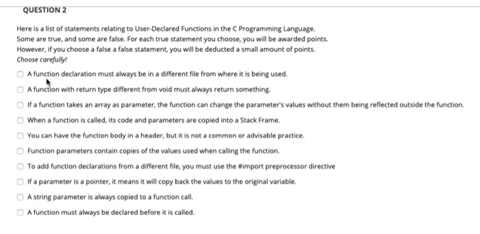Solved QUESTION 2 Here is a list of statements relating to | Chegg.com