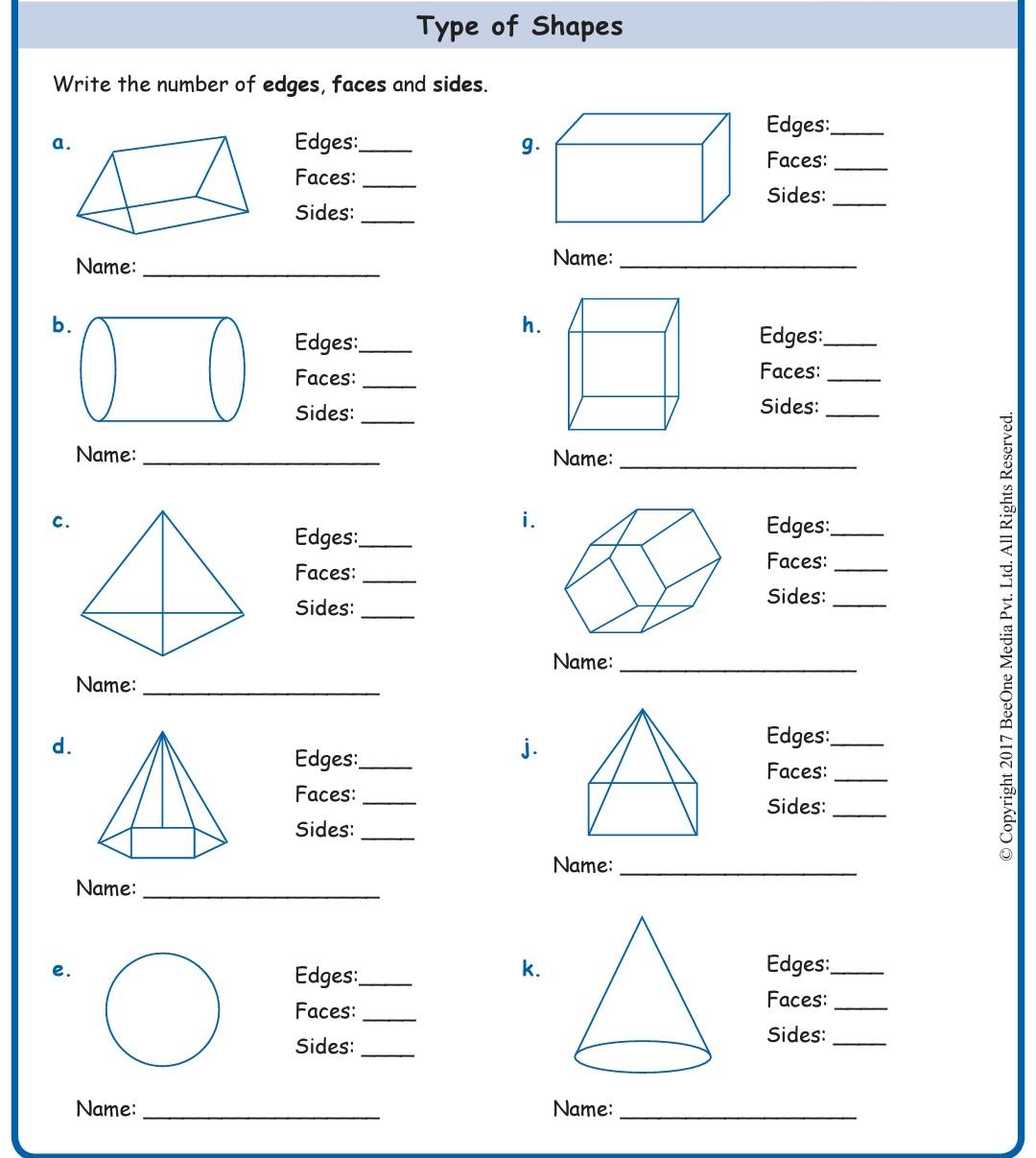 Solved Type of Shapes Write the number of edges, faces and | Chegg.com