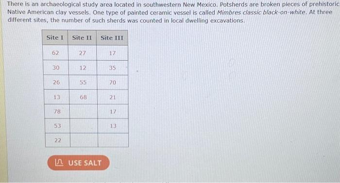 Solved There is an archaeological study area located in | Chegg.com