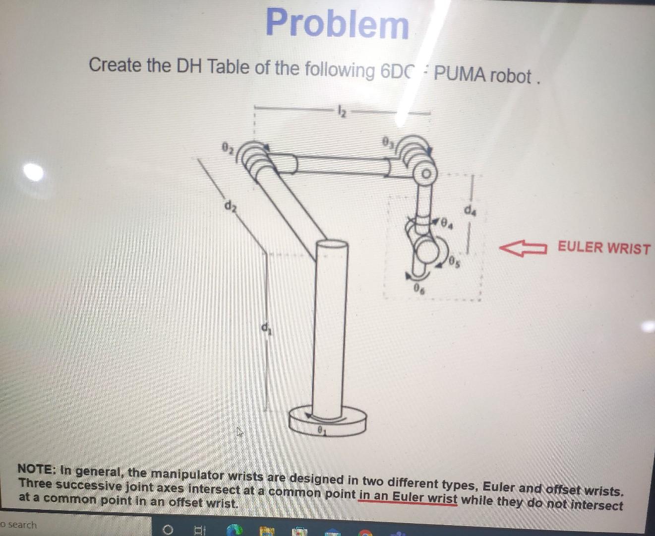 Solved Problem Create the DH Table of the following 6DC · | Chegg.com