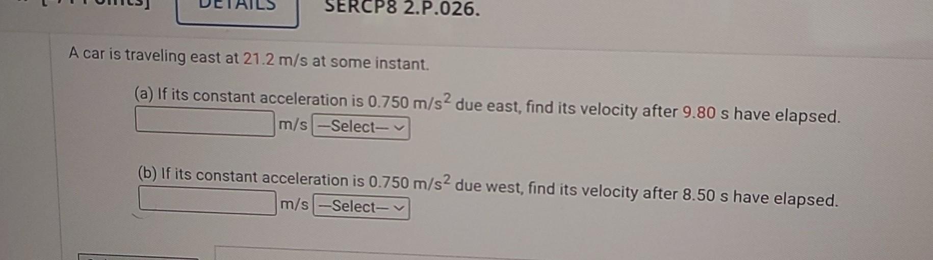 Solved The Velocity Vs Time Graph For An Object Moving