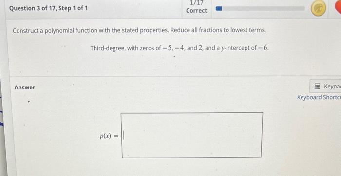 Solved Construct a polynomial function with the stated | Chegg.com