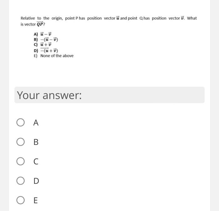 Solved Relative to the origin, point P has position vector u | Chegg.com