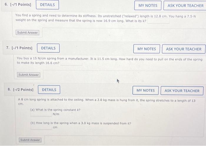 Solved You find a spring and need to determine its | Chegg.com