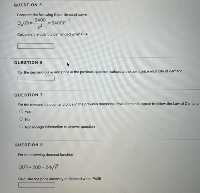 Solved QUESTION 1 Consider the following linear demand curve | Chegg.com