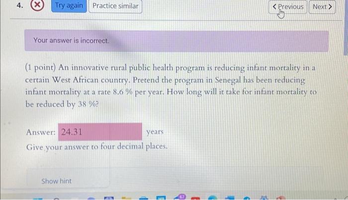Solved Your answer is incorrect. (1 point) An innovative | Chegg.com