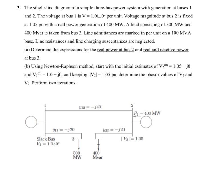Solved 3. The single-line diagram of a simple three-bus | Chegg.com