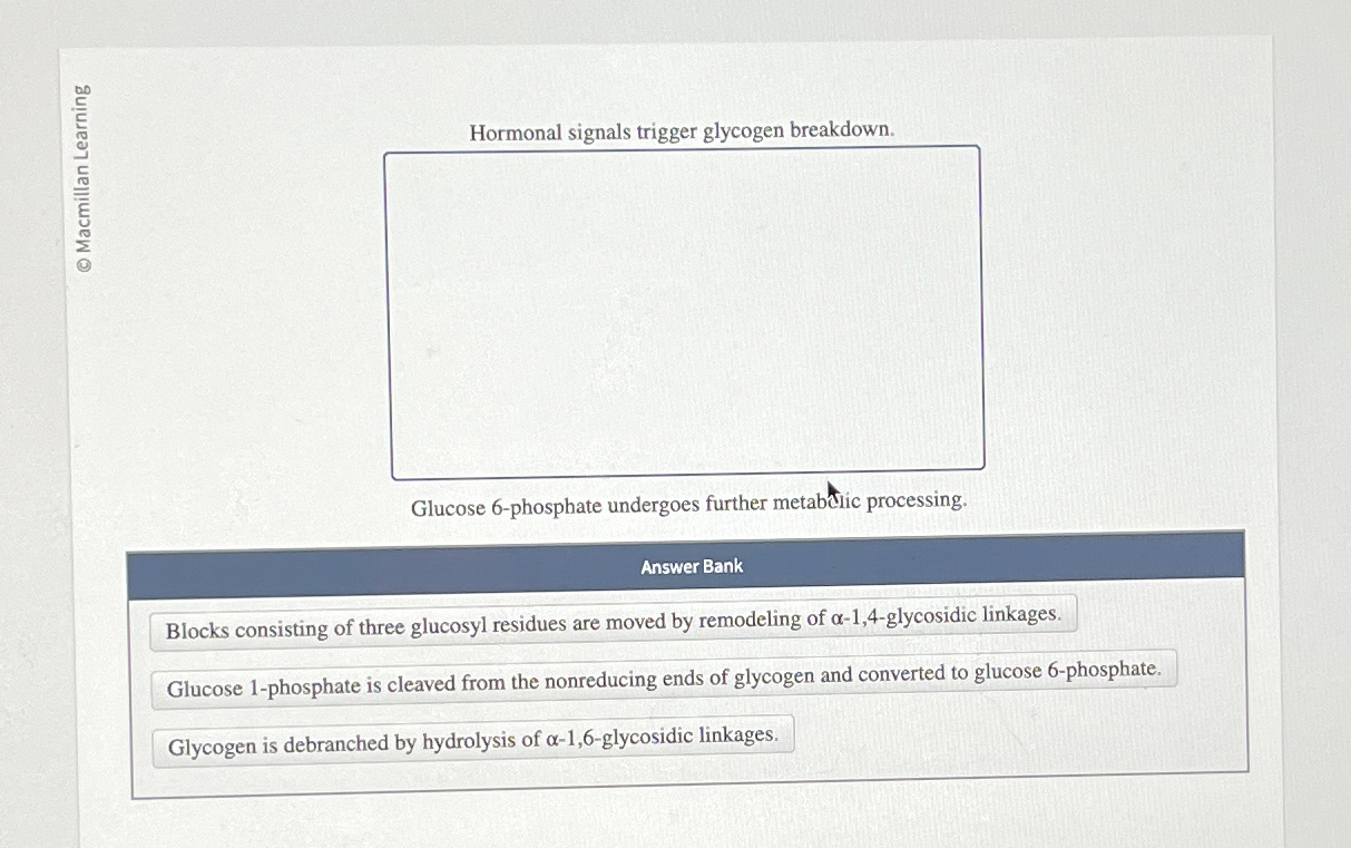 Solved Hormonal signals trigger glvcogen breakdown.Glucose | Chegg.com