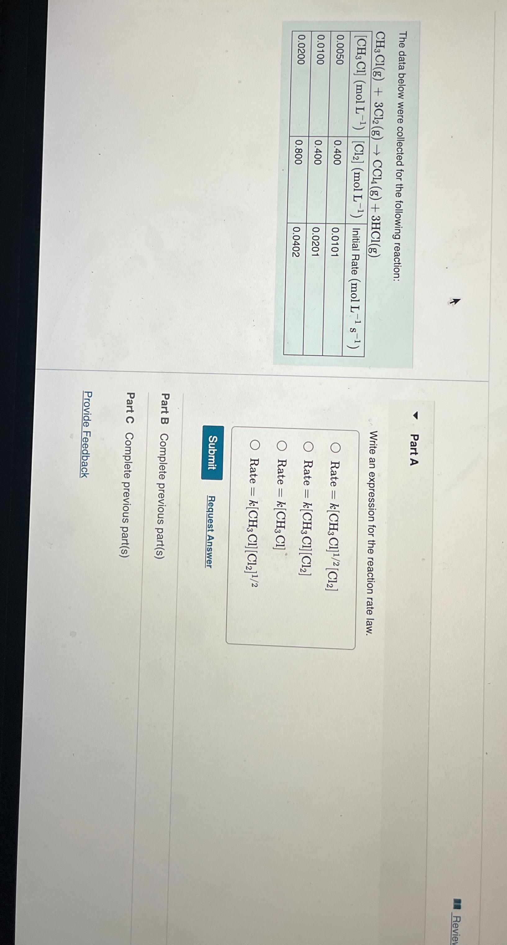 Solved The data below were collected for the following | Chegg.com