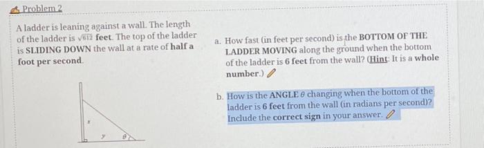 Solved Problem 2 A ladder is leaning against a wall. The | Chegg.com