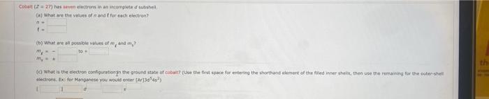 Solved Cobalt (227) has an electrons in a competed subshell | Chegg.com