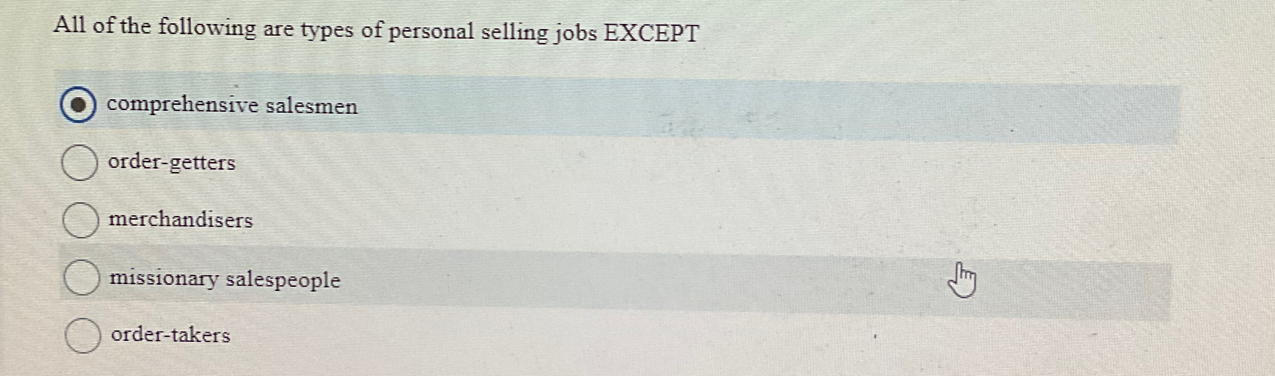 Solved All of the following are types of personal selling | Chegg.com