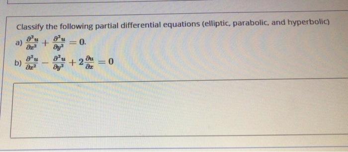 Solved Classify the following partial differential equations | Chegg.com