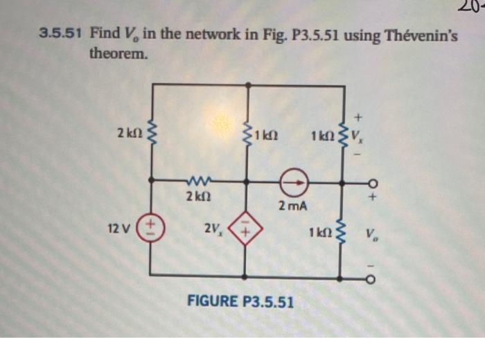 Solved 3.5.51 Find Vo in the network in Fig. P3.5.51 using | Chegg.com