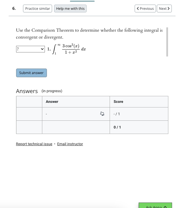 Solved Use the Comparison Theorem to determine whether the | Chegg.com