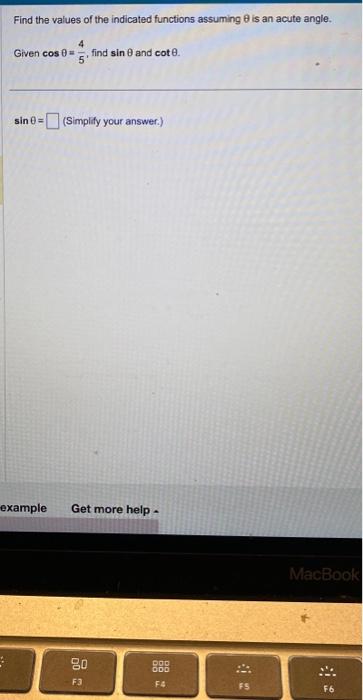Solved Find the values of the indicated functions assuming θ | Chegg.com
