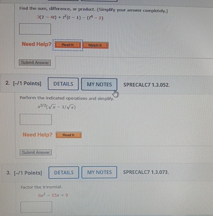 Solved Find the sum, difference, or product. (Simplify your | Chegg.com