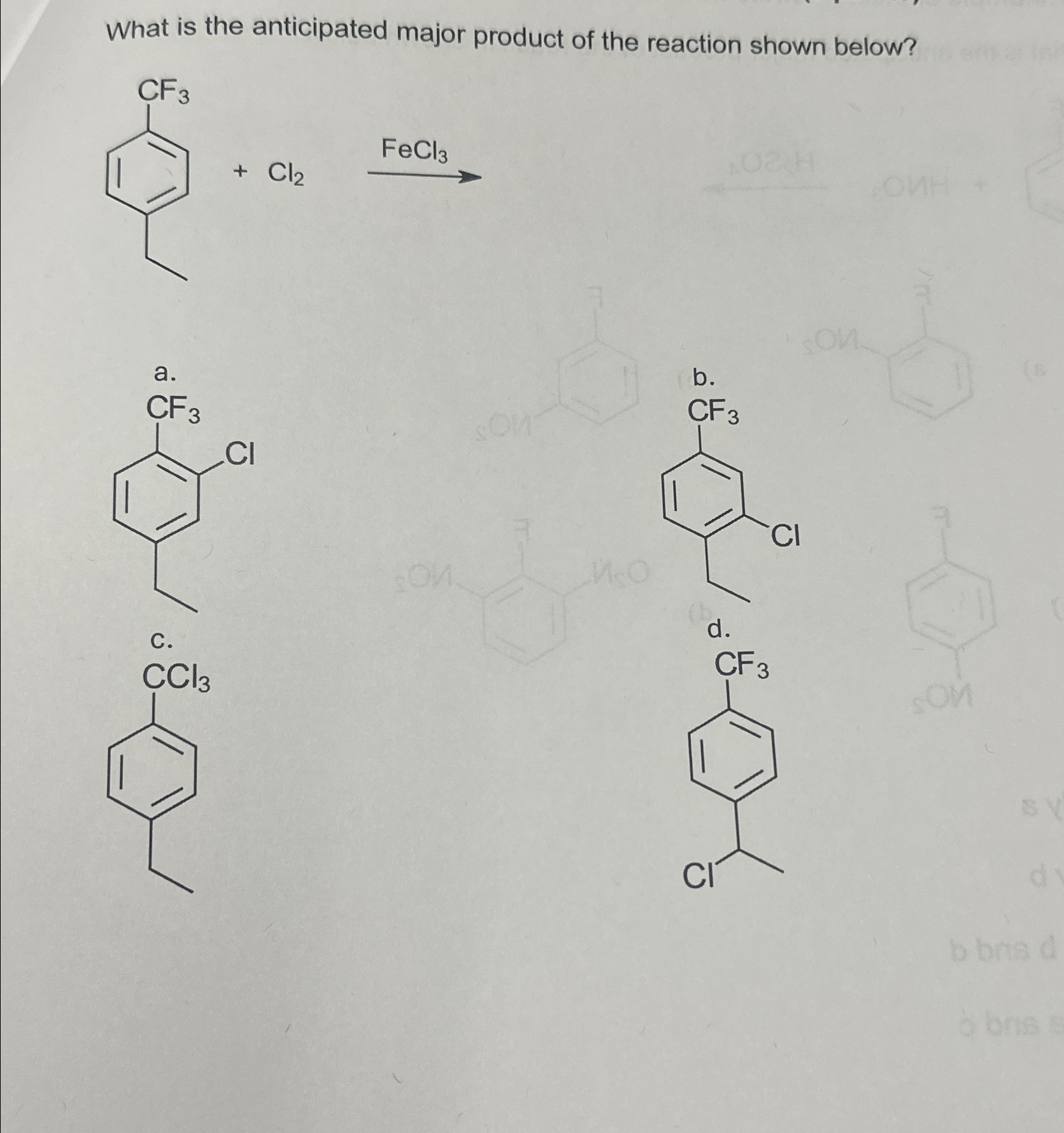 Solved What is the anticipated major product of the reaction | Chegg.com