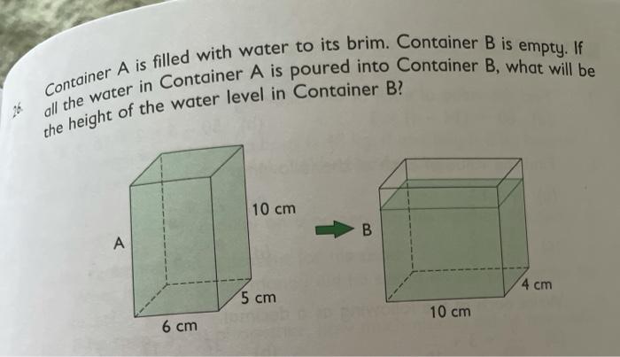 Solved Container A is filled with water to its brim. | Chegg.com