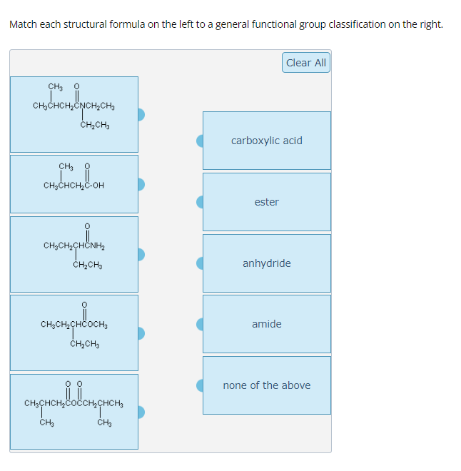 Solved Match each structural formula on the left to a | Chegg.com