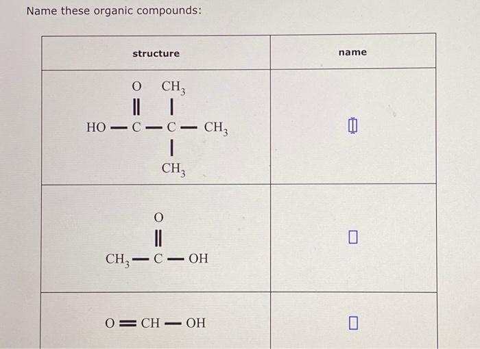 Solved Name these organic compounds: | Chegg.com