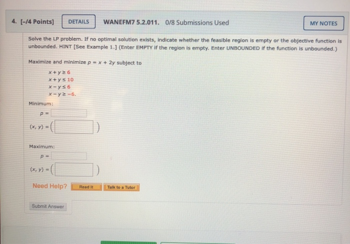 Solved 4. [-14 Points) DETAILS WANEFM7 5.2.011. 0/8 | Chegg.com Solved 4. [-14 Points) DETAILS WANEFM7 5.2.011. 0/8 | Chegg.com