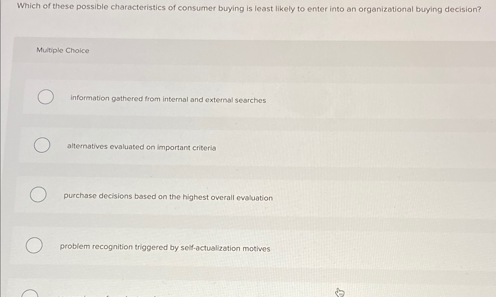 Solved Which of these possible characteristics of consumer | Chegg.com