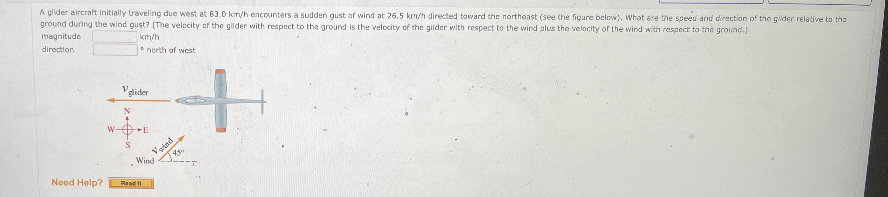 Solved ground during the wind gust? (The velocity of the | Chegg.com