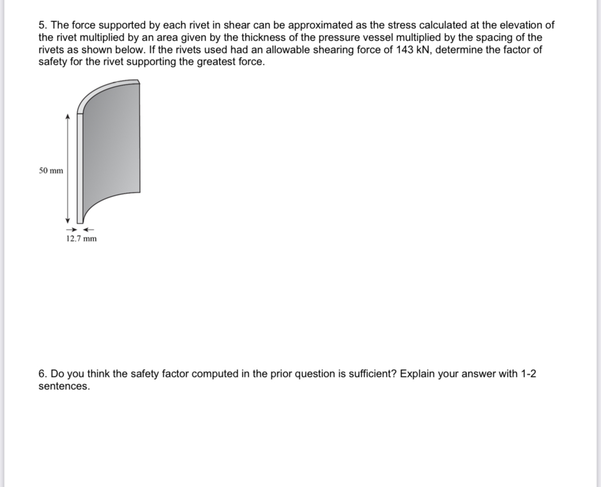 Solved The force supported by each rivet in shear can be | Chegg.com