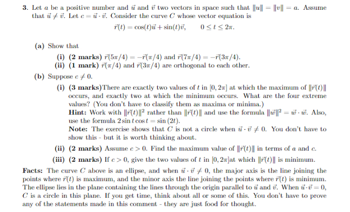 Solved Let a ﻿be a positive number and vec(u) ﻿and vec(v) | Chegg.com