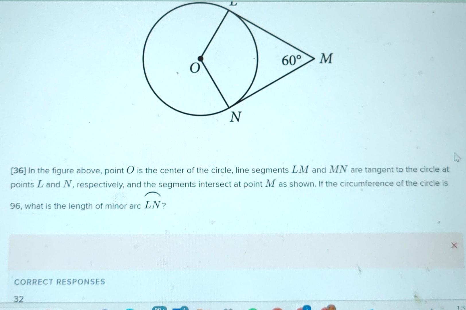 Solved [36] In the figure above, point O is the center of | Chegg.com