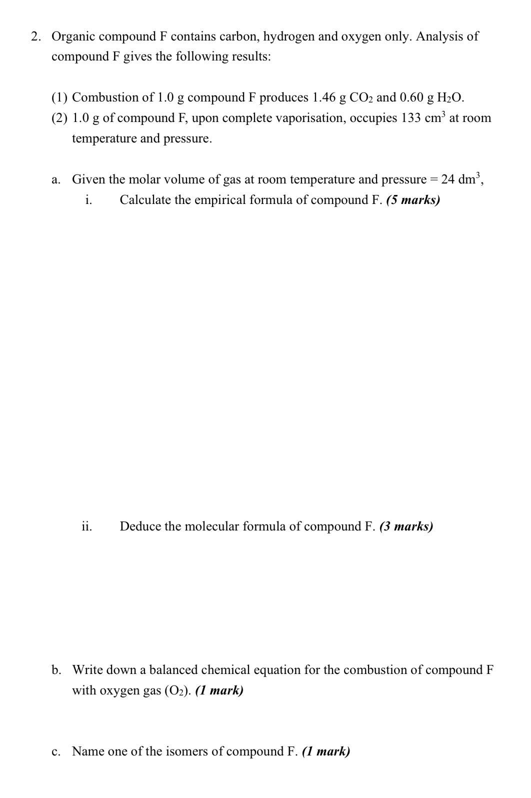 Solved Organic compound F ﻿contains carbon, hydrogen and | Chegg.com