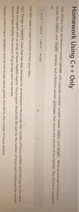 Solved Homework Using C++ Only Q20. Write a class | Chegg.com