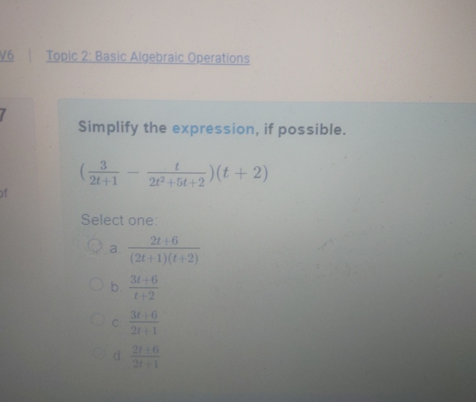 Solved Topic 2: Basic Algebraic OperationsSimplify the | Chegg.com