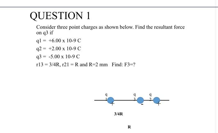 Solved Consider three point charges as shown below. Find the | Chegg.com