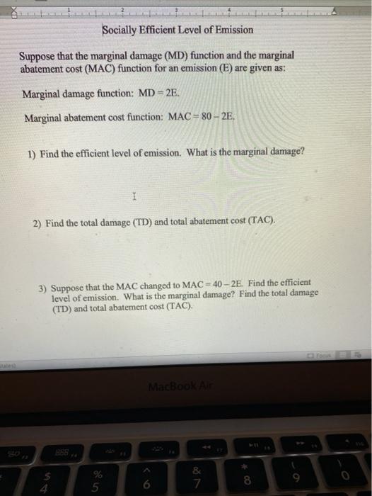 Solved Socially Efficient Level of Emission Suppose that the | Chegg.com
