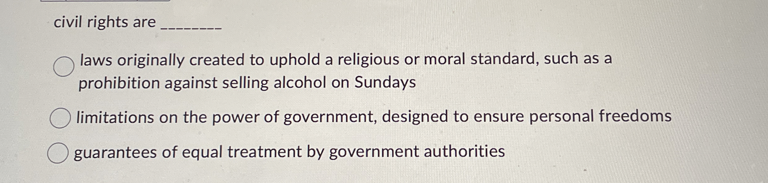 Solved civil rights are q,laws originally created to uphold | Chegg.com