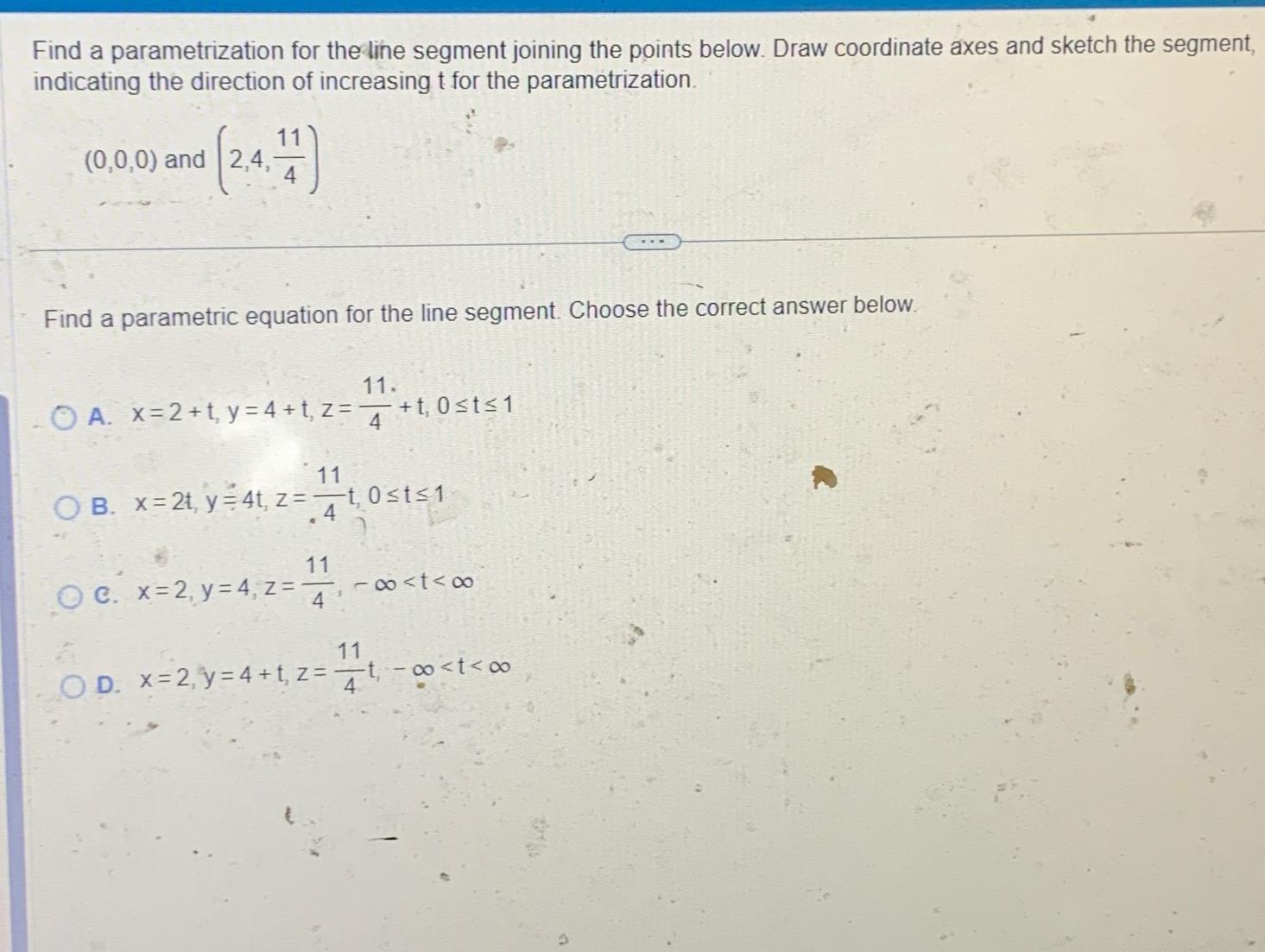 Solved Find a parametrization for the line segment joining | Chegg.com