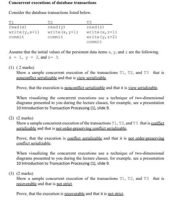 Solved Concurrent Executions Of Database Transactions тз 4721