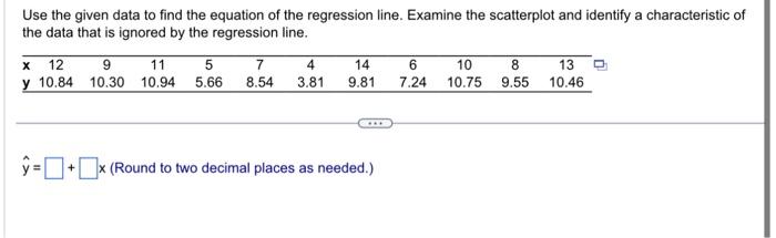 Solved Use the given data to find the equation of the | Chegg.com