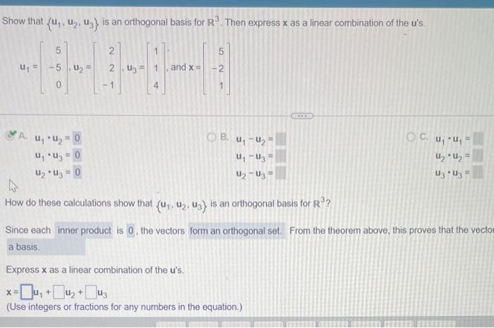 Solved Show that {u1,u2,u3} is an orthogonal basis for R3. | Chegg.com