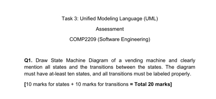 Solved Task 3: Unified Modeling Language (UML) Assessment | Chegg.com