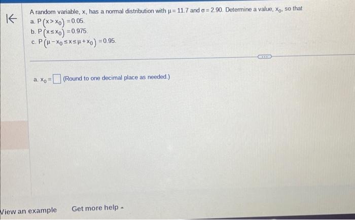 Solved A random variable, x, has a normal distribution with | Chegg.com