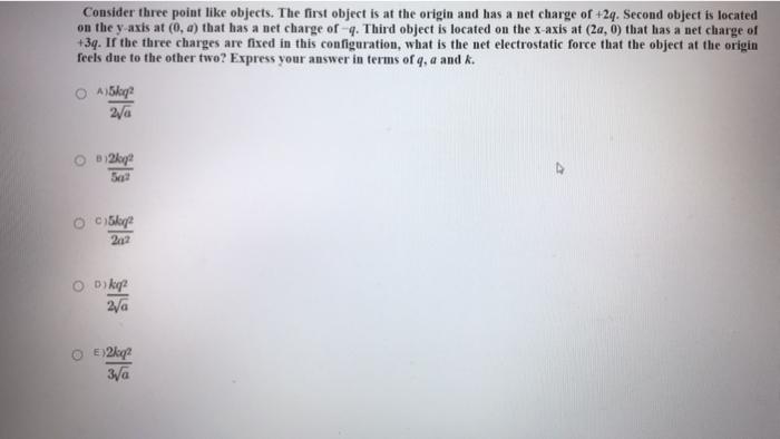 Solved Consider three point like objects. The first object | Chegg.com