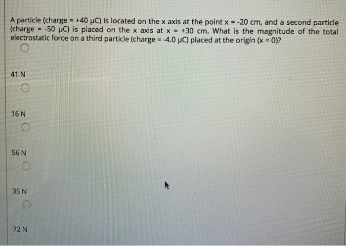 Solved A particle (charge = +40 C) is located on the x axis | Chegg.com