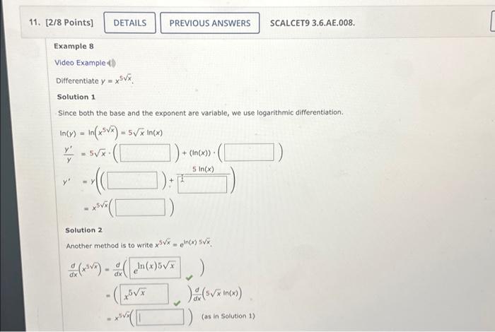 Solved 11. [2/8 Points] DETAILS Example 8 Video Example) | Chegg.com