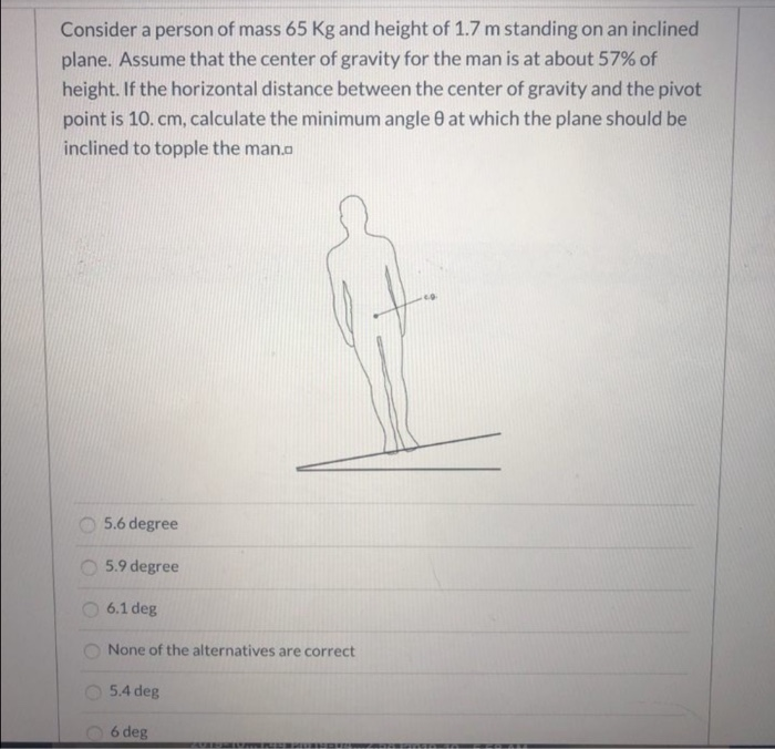 Solved Consider a person of mass 65 Kg and height of 1.7 m | Chegg.com